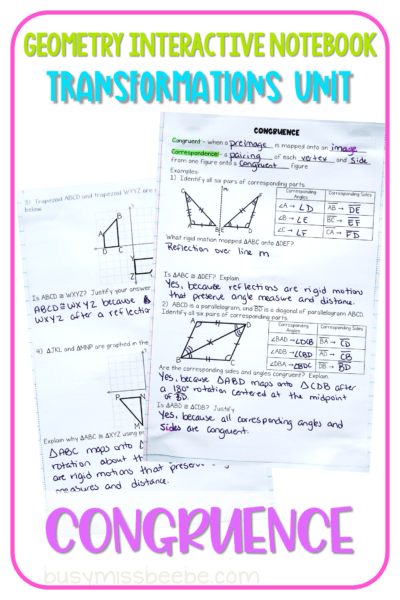 Transformations Unit: Geometry Interactive Notebook - Busy Miss Beebe Transformations Unit: Geometry Interactive Notebook - Busy Miss Beebe