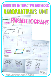 Quadrilateral Properties with Interactive Notebooks - Busy Miss Beebe